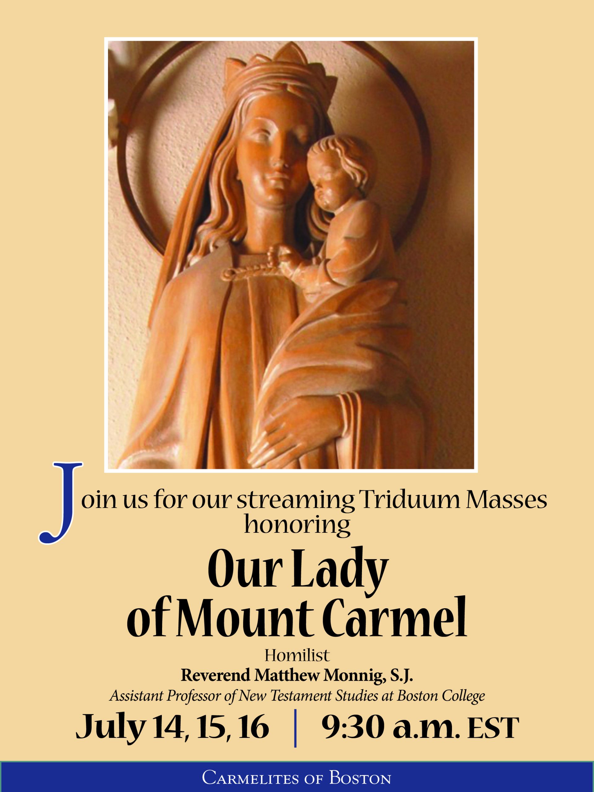 Live Streaming Mass in Honor of St. Thérèse - Boston Carmel